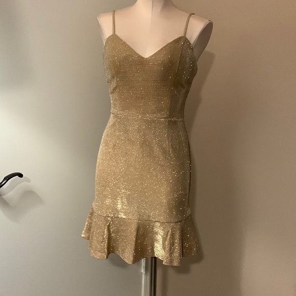 Crystal Doll | Dresses | Crystal Doll Gold Shiny Aline Dress Jr Sz 7 ...